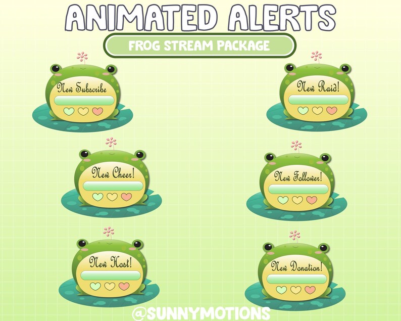 FULL ANIMATED Love Cute Green Froggy in Lotus Lake Stream | Etsy