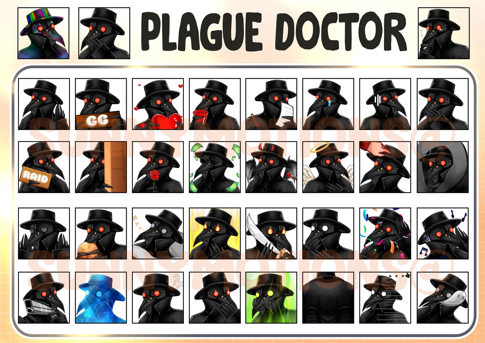 35 Plague Doctor Twitch Discord Mixer Youtube Emotes / Kawai - Etsy