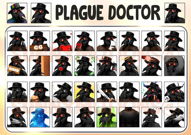 35 Plague Doctor Twitch Discord Mixer Youtube Emotes / Kawai - Etsy UK