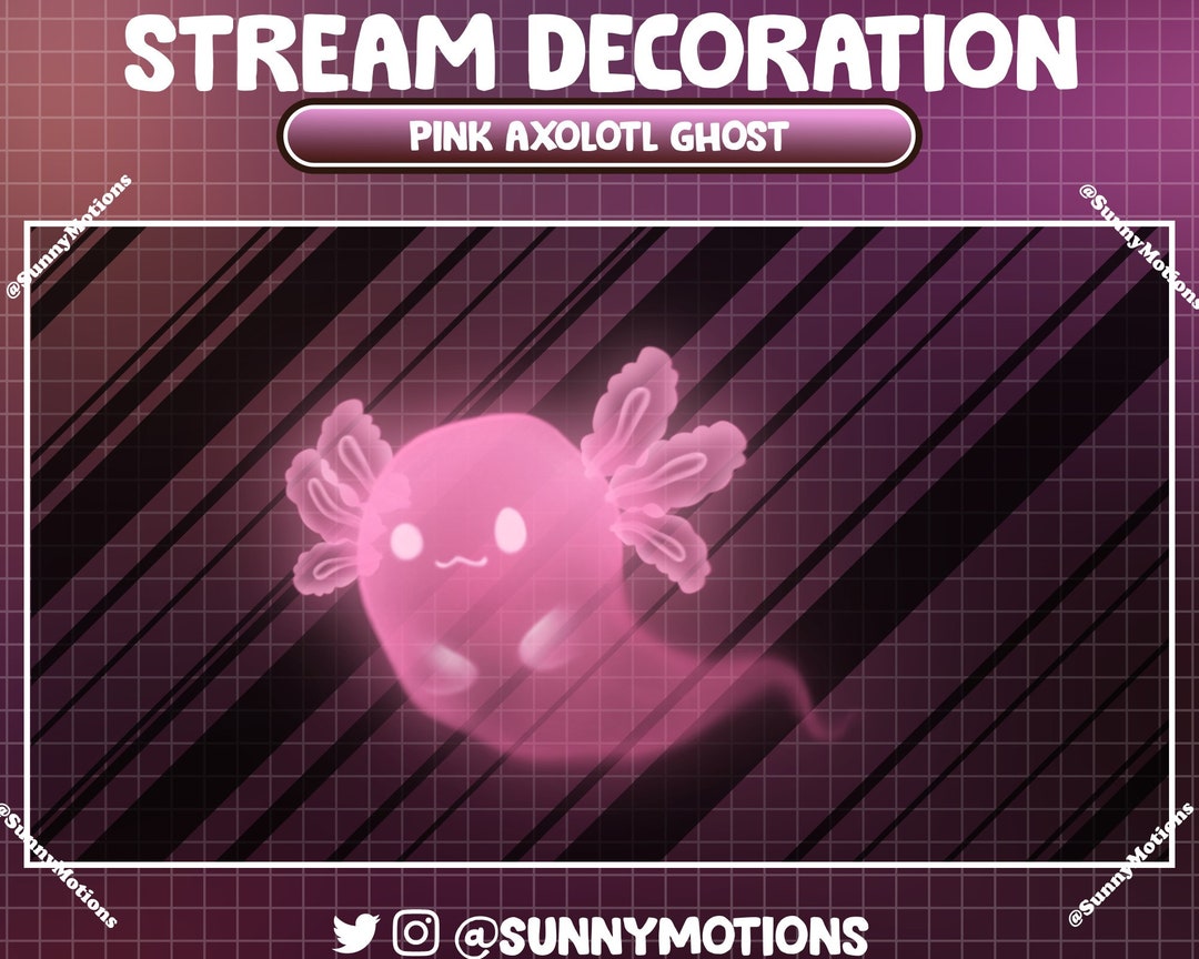 1 Animated Stream Decoration: Aesthetic Pink Candy Axolotl Ghost, Scary ...