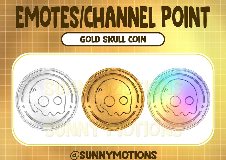 Twitch Cute Gold Skull Coin Emotes / Channel Points / Kawaii - Etsy