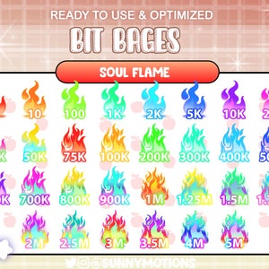 31 Colorful Neon Magical Soul Flame Twitch Number Bit Badges, Sparkles ...