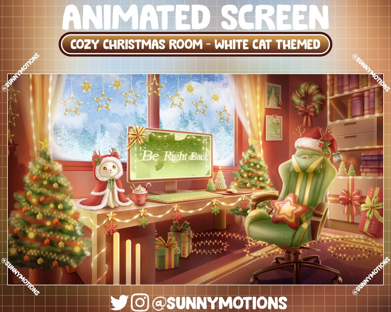 ANIMATED Twitch Stream Screen: Cozy Lo-fi Christmas Game Room PC Set Up ...