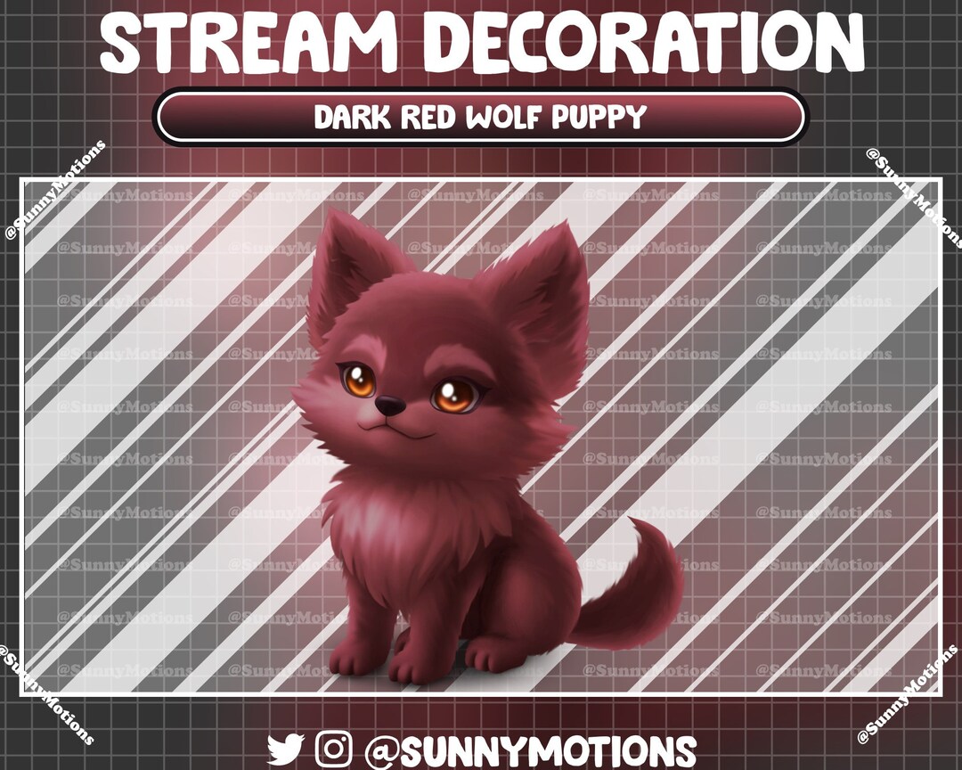 Animated Stream Decoration: Aesthetic Dark Red Wolf Pup Sitting, Blood ...