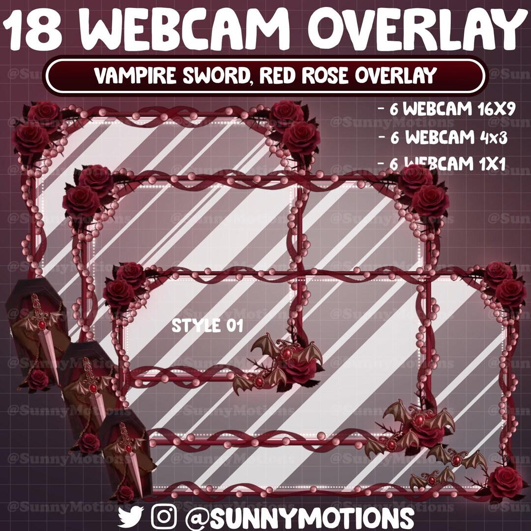 18 Animated Red Black Gothic Vampire Twitch Webcam Overlay, Halloween ...