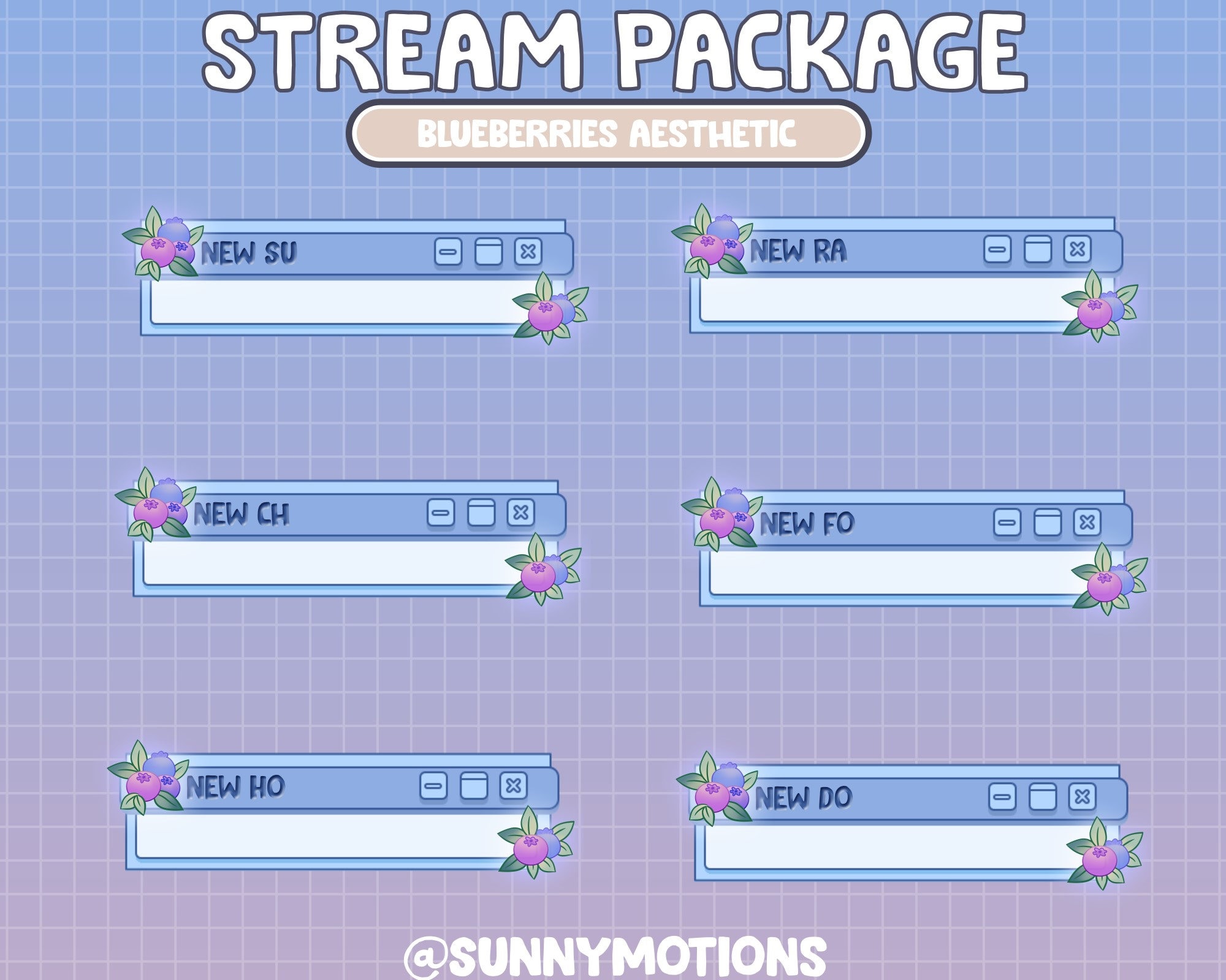 FULL ANIMATED Twitch Stream Package / Aesthetic Blueberry | Etsy