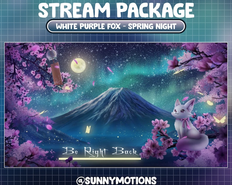 Animated Stream Package: Cozy Spring Night at Fuji Mountain Twitch ...