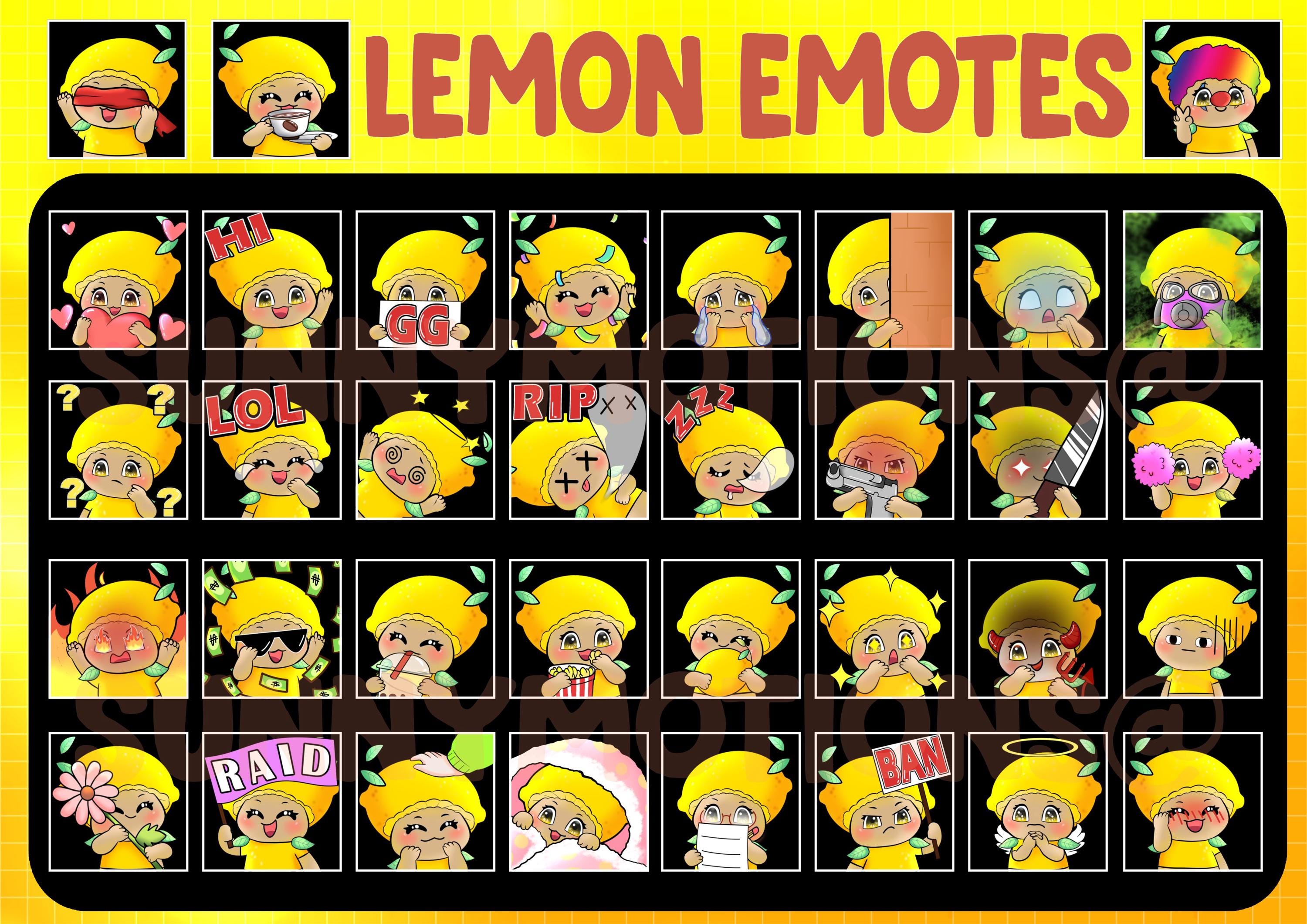 35 Cute Chibi Kawaii Lemon Tan Skin Twitch Discord Mixer Youtube Emotes ...
