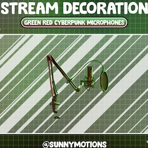 Animated Stream Decoration: Green Red Cyberpunk Microphones, Vtuber ...