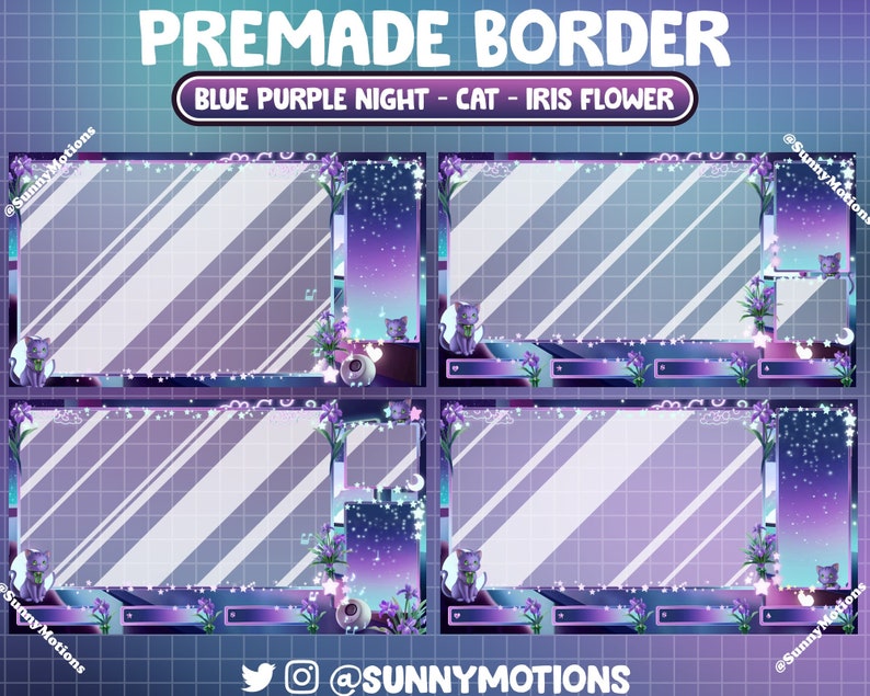 ANIMATED Twitch Overlay Stream Package: Lo-fi Vibe Aesthetic Neon Blue ...