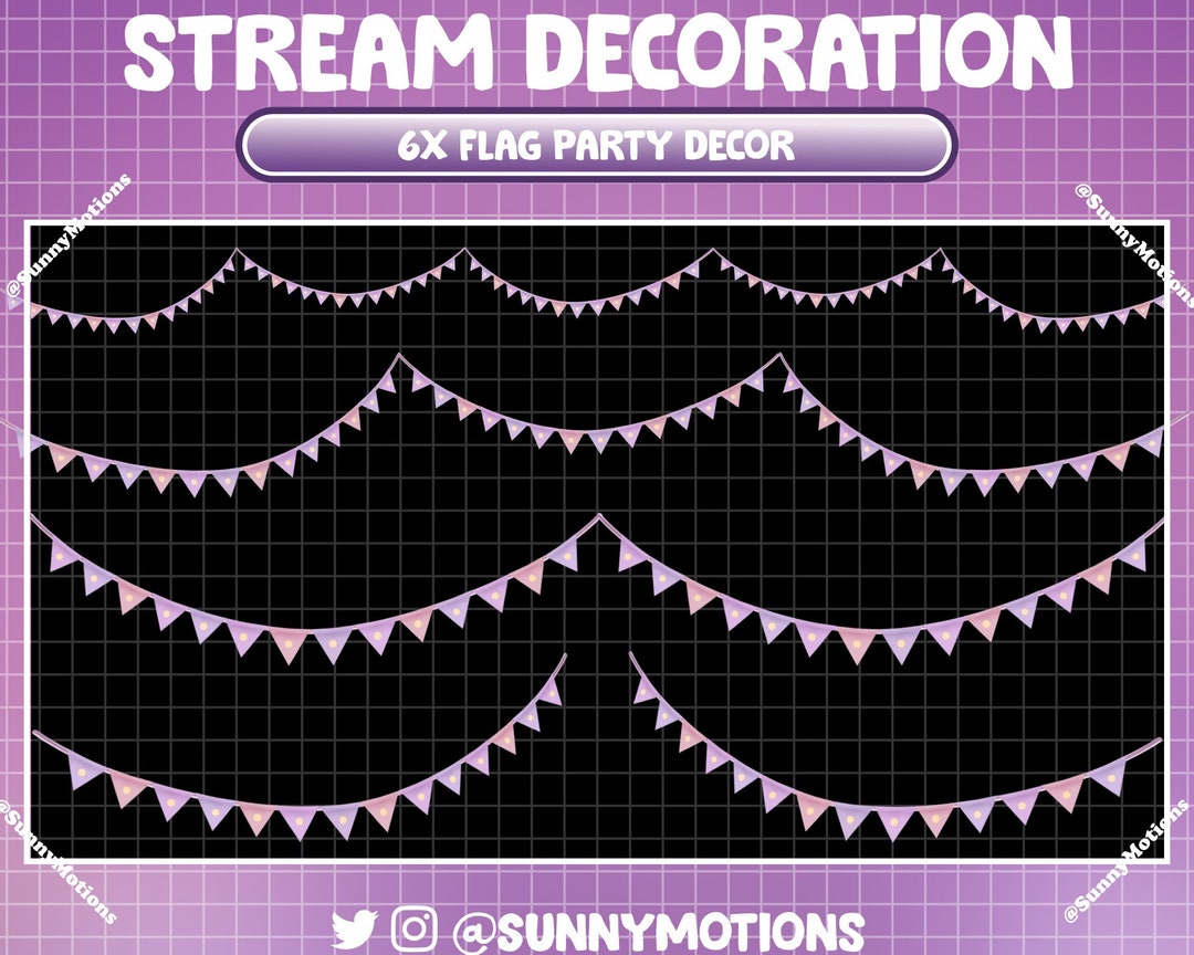 6x Flag Party Twitch Overlay Stream Decoration, Kawaii Pastel Flag ...