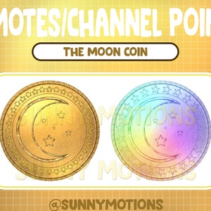 Celestial Gold Crescent Moon Coin Twitch Emotes / Cool Channel Points ...
