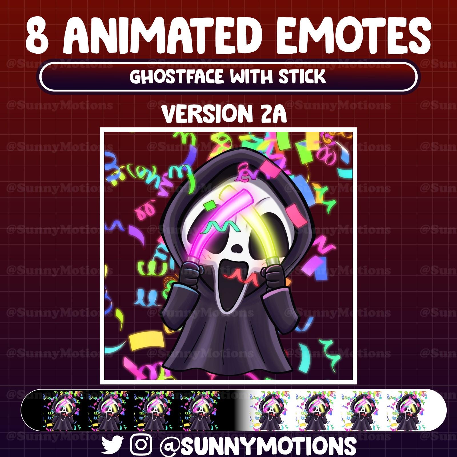 Animated Twitch Emotes: Scary Ghostie Face Light Stick, Kawaii ...