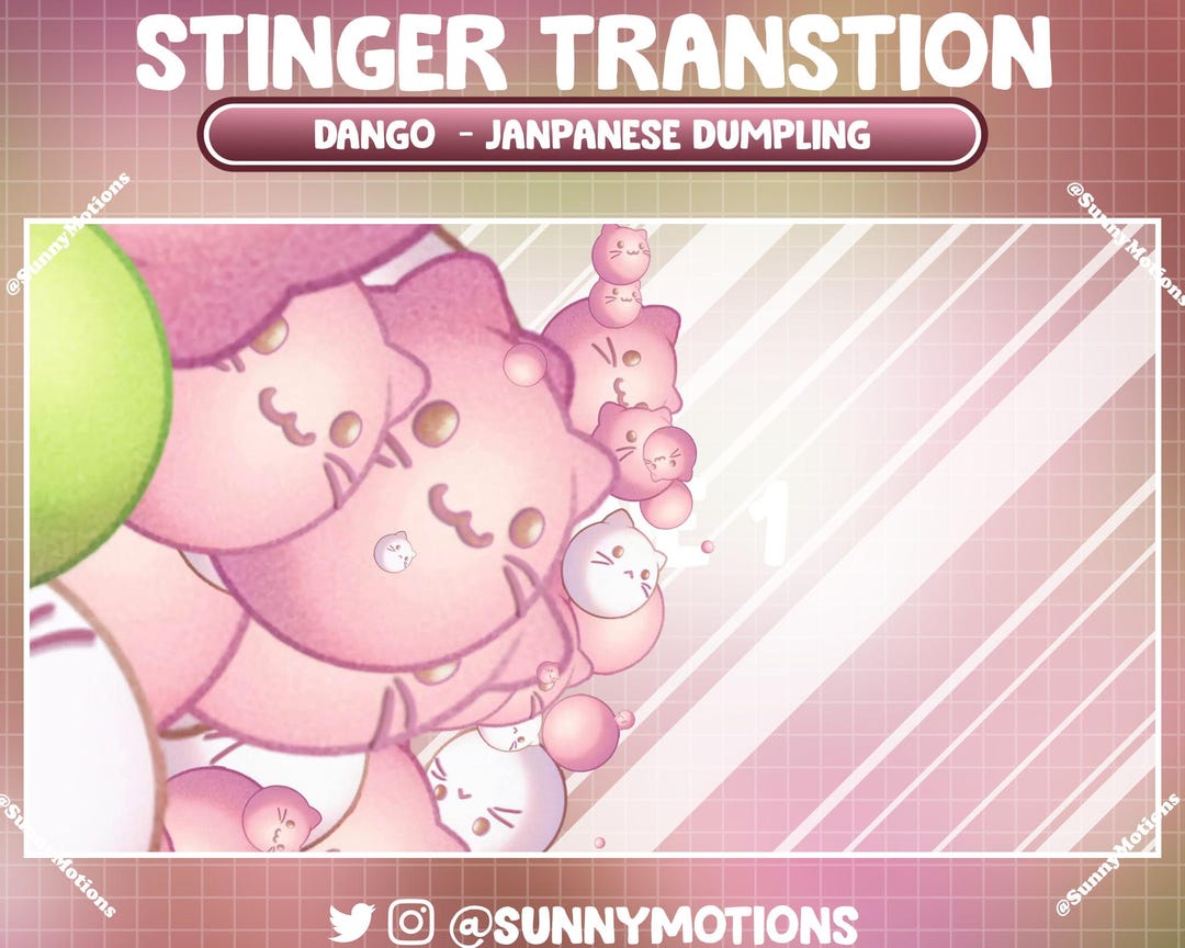 Animated Stream Stinger Transition: Cute Kawaii Dango, Aesthetic Japanese Dumpling Twitch Scenes ...