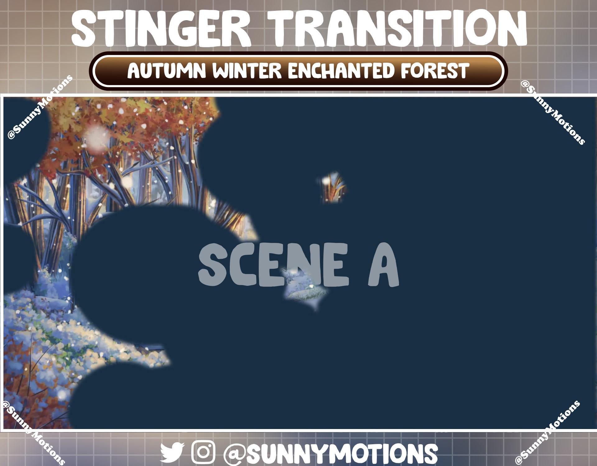Animated Orange Maple Tree Forest Stream Stinger Transition, Magical Autumn Winter Snowy ...