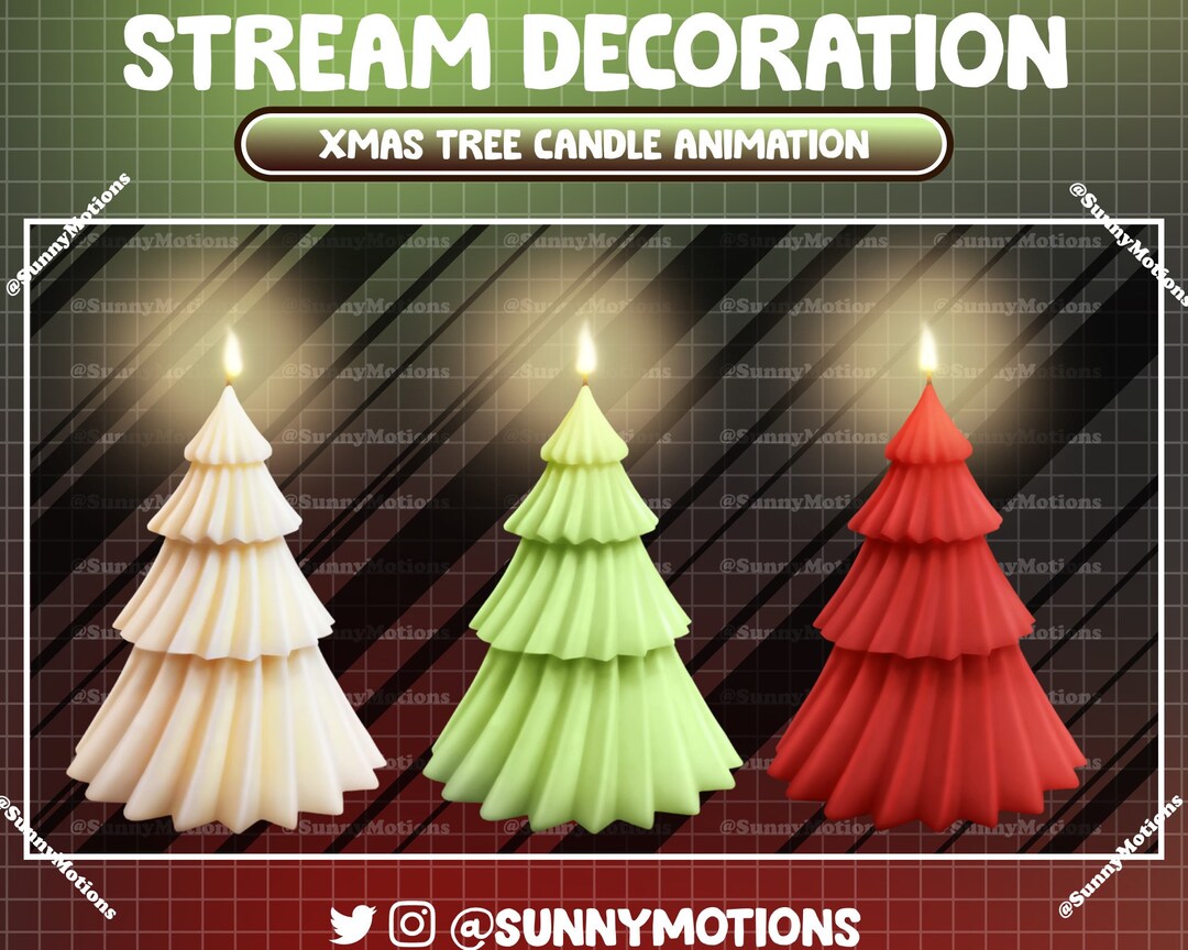 Animated Stream Decoration: White Green Red Christmas Pine Tree Candle ...
