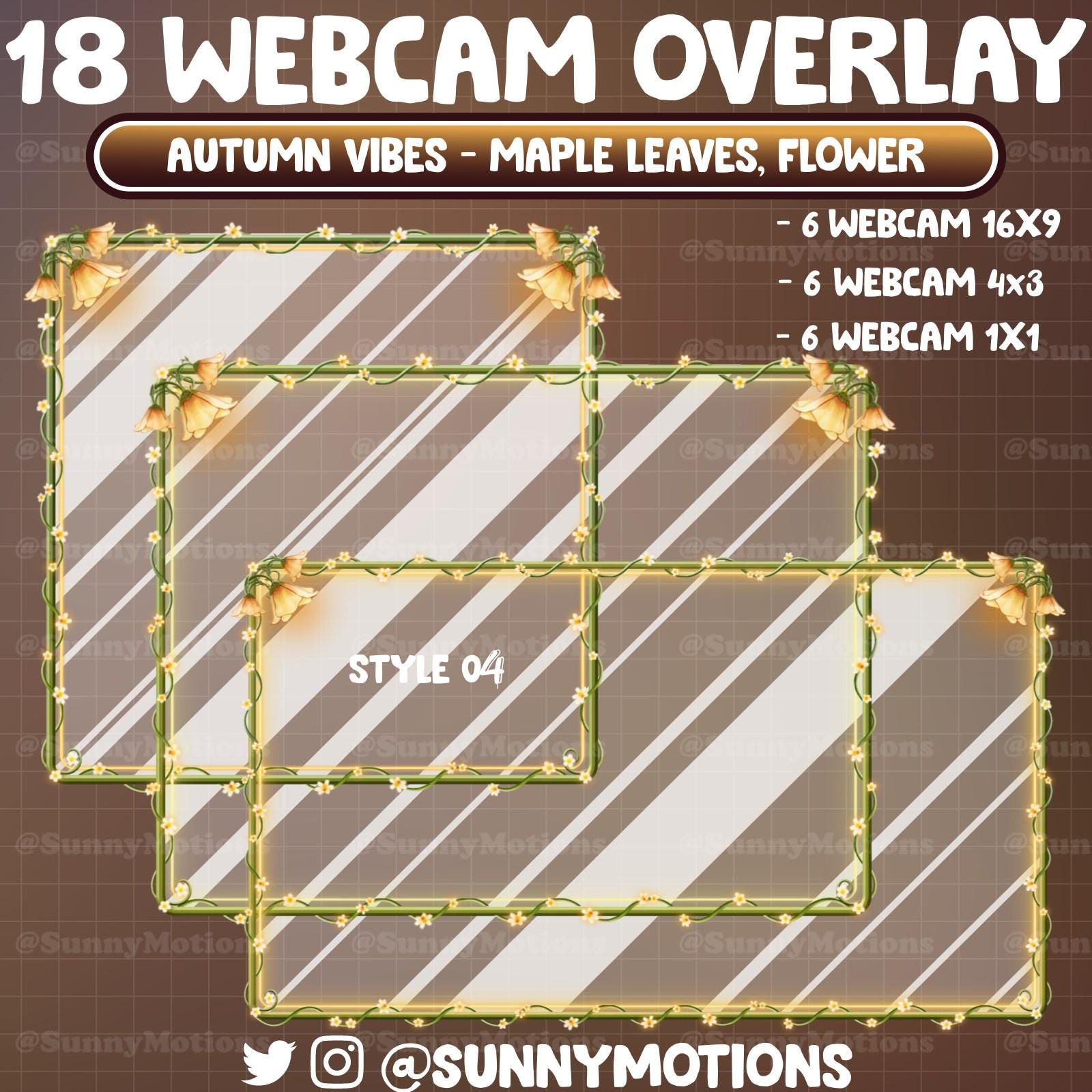 Animated Aesthetic Autumn Flower, Maple Leaf Webcam Twitch Overlay ...