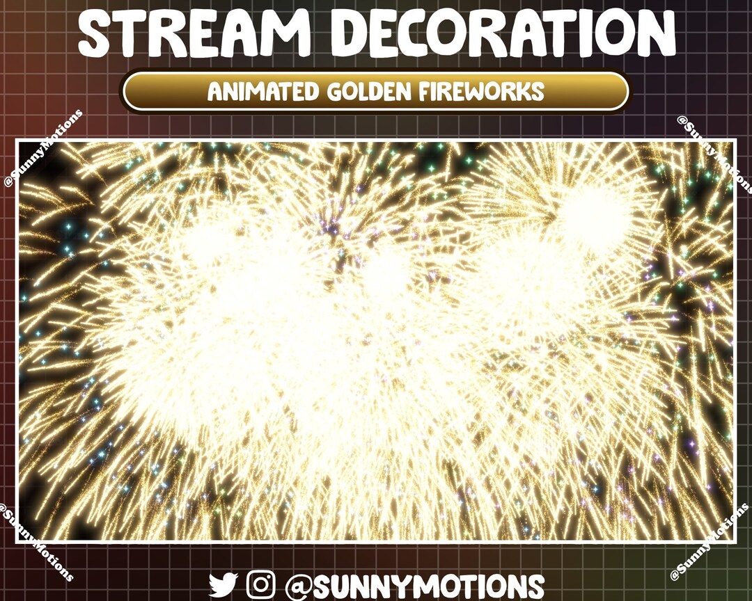 1 Animated Stream Decoration: Shining Golden Fireworks, New Year ...