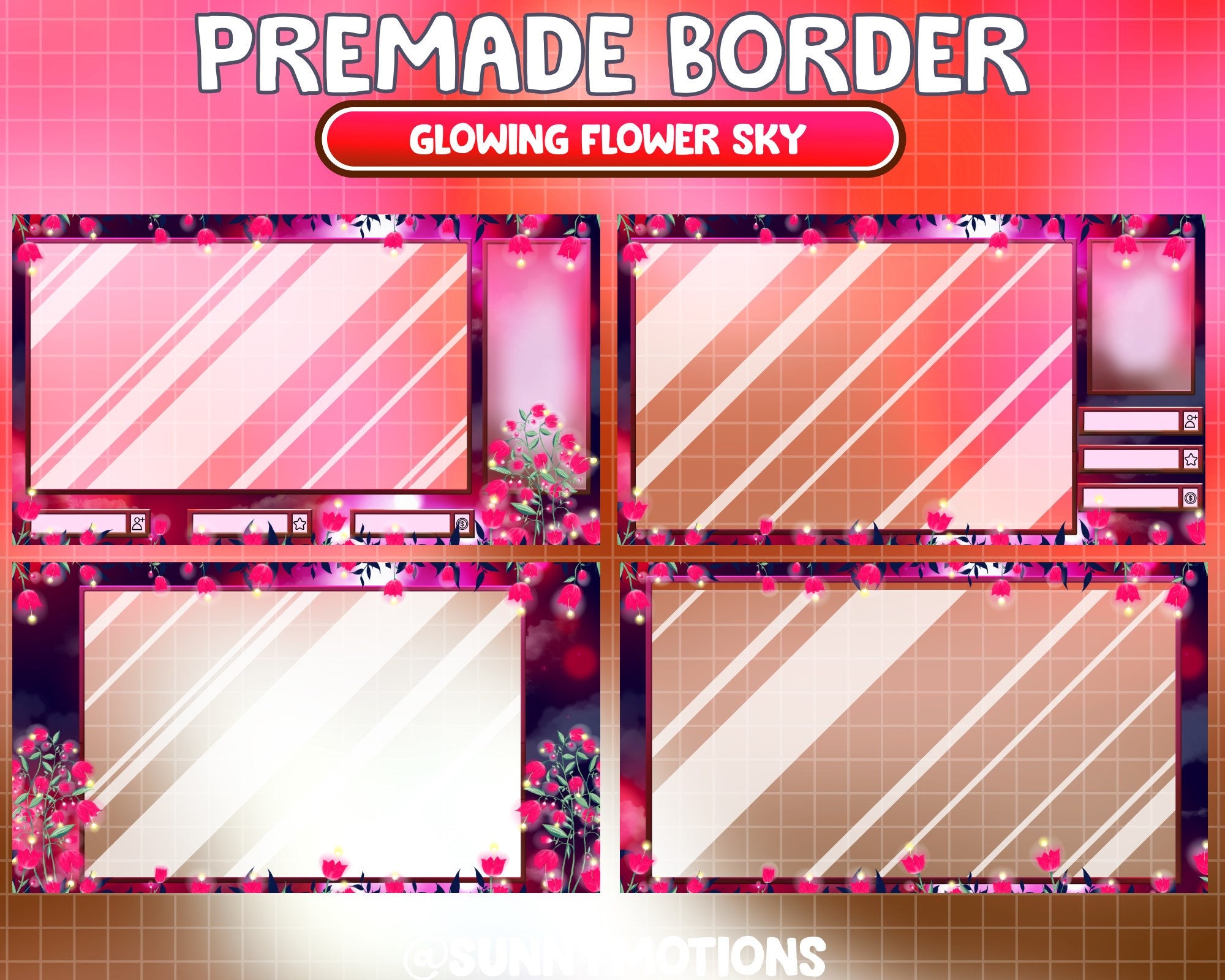 FULL ANIMATED Fairy Glowing Red Flower Garden Twitch Overlay - Etsy