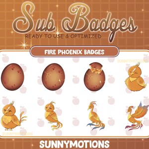 8 Fire Phoenix Twitch Sub Badges / Kawaii Cute Cinema, Movie's Food Bit ...