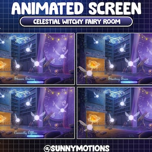 Animated Twitch Stream Package Overlay: Light Fairy Flying in Celestial Room / Astrology Galaxy ...