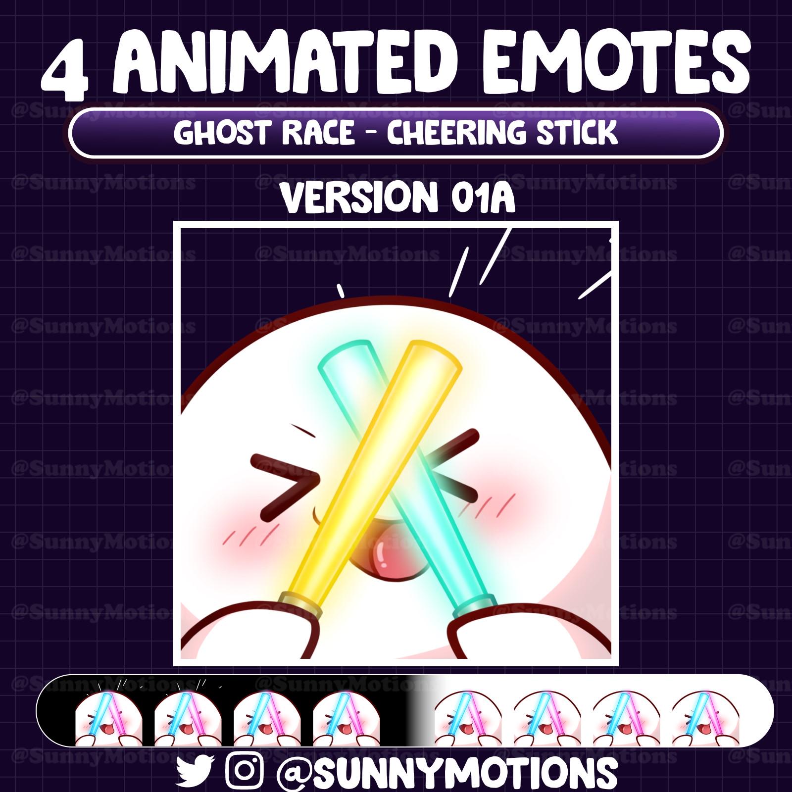 Animated Twitch Emotes: Cute Ghost Rave With Light Stick, Confetti ...