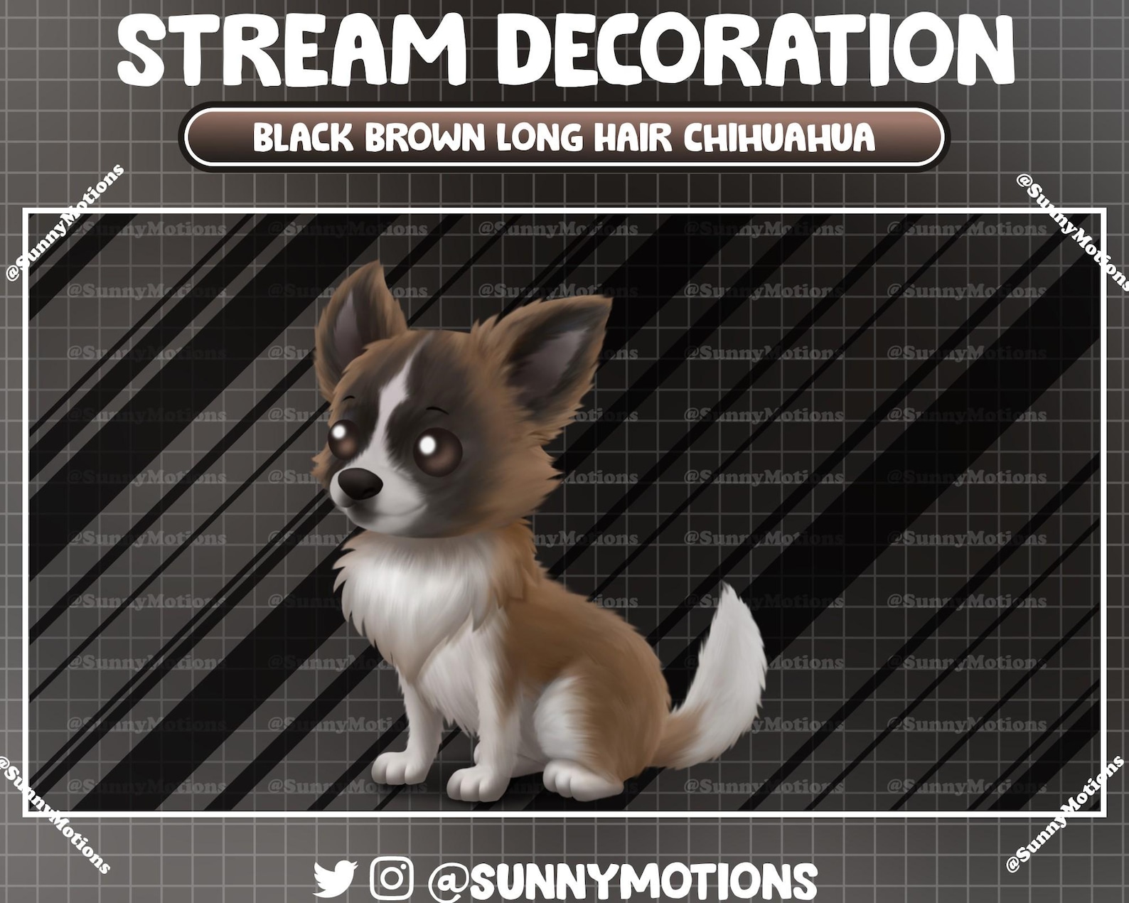 Animated Stream Decoration: Aesthetic Brown Gray Long Haired Chihuahua ...