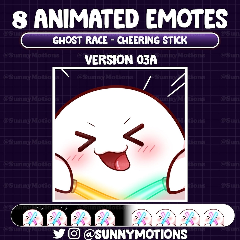 Animated Twitch Emotes: Cute Ghost Rave Light Stick P2, Confetti ...