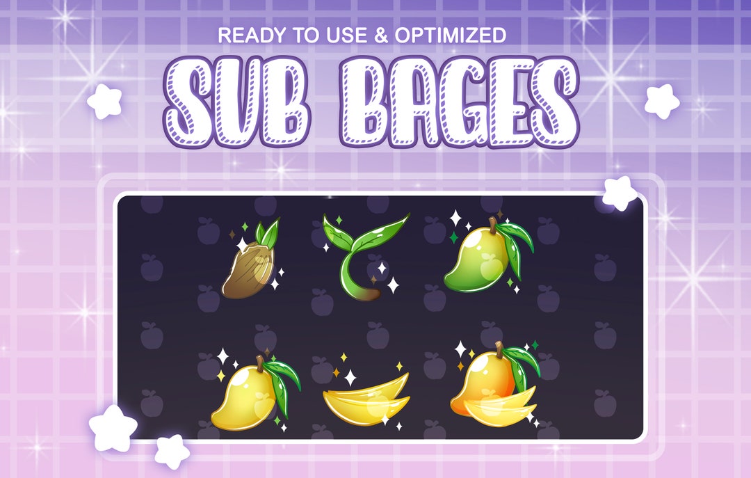 Yellow Mango Fruit Twitch Sub Badges / Bit Badges / Emote Lovely ...