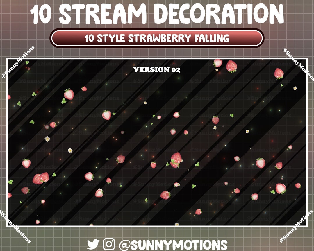 Glow Garden Strawberry Fruit Falling Animated Stream Decoration, Summer ...
