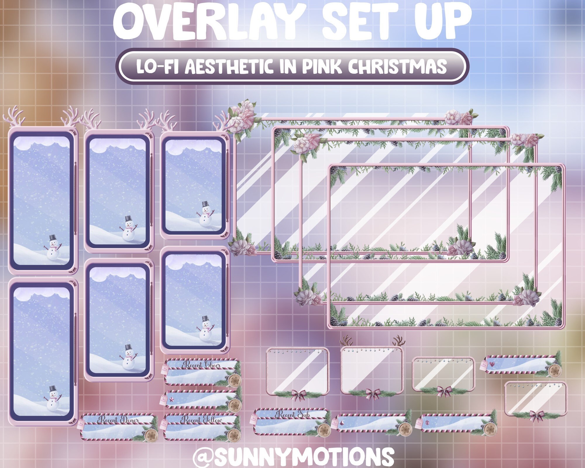 ANIMATED Twitch Overlay Stream Package / Lo-fi Aesthetic in Pink ...