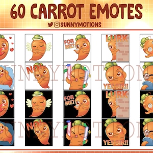 60 Cute Carrot Twitch Emotes, Discord Streamer, Kawai Yummy Root ...