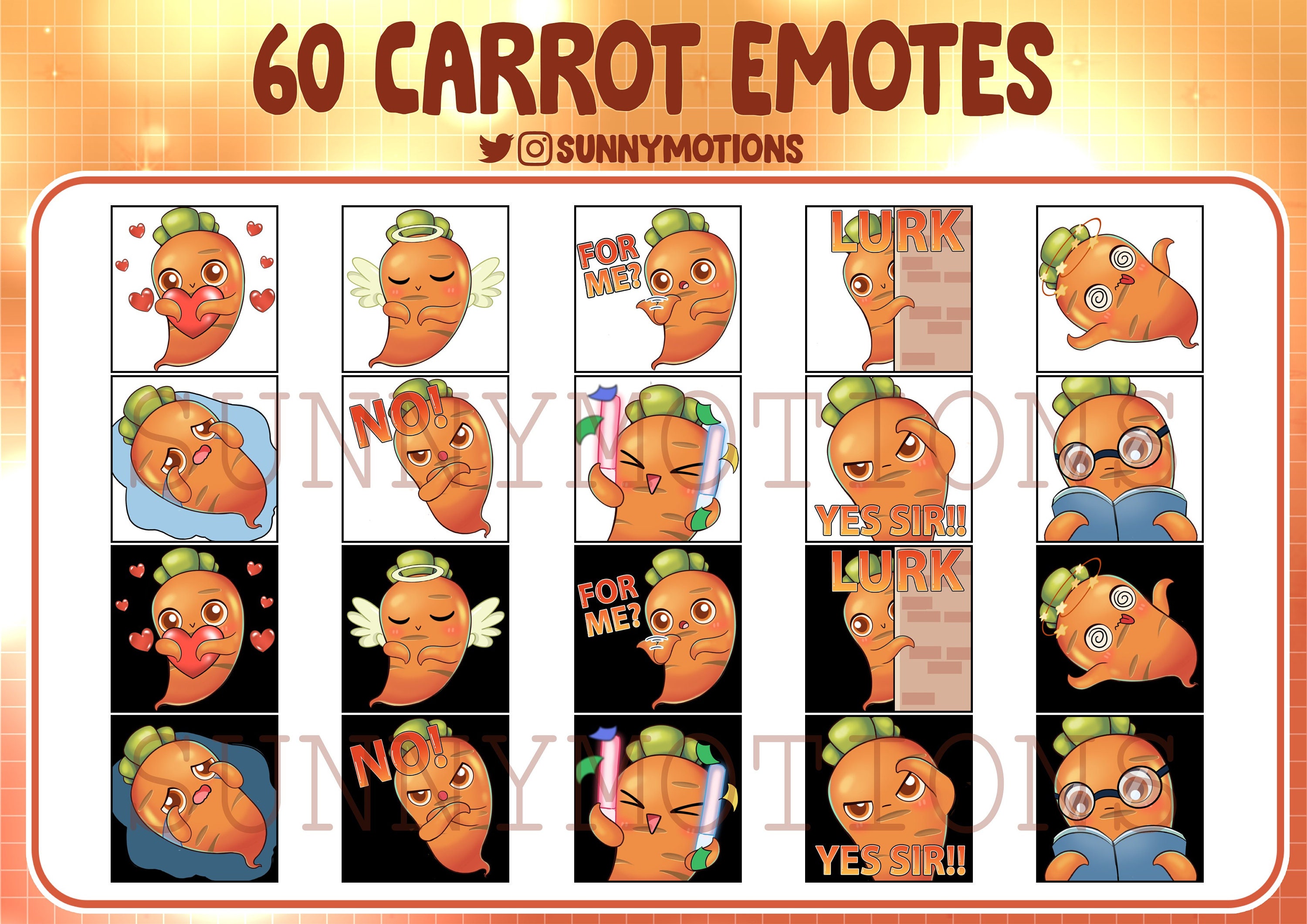 60 Cute Carrot Twitch Emotes, Discord Streamer, Kawai Yummy Root ...