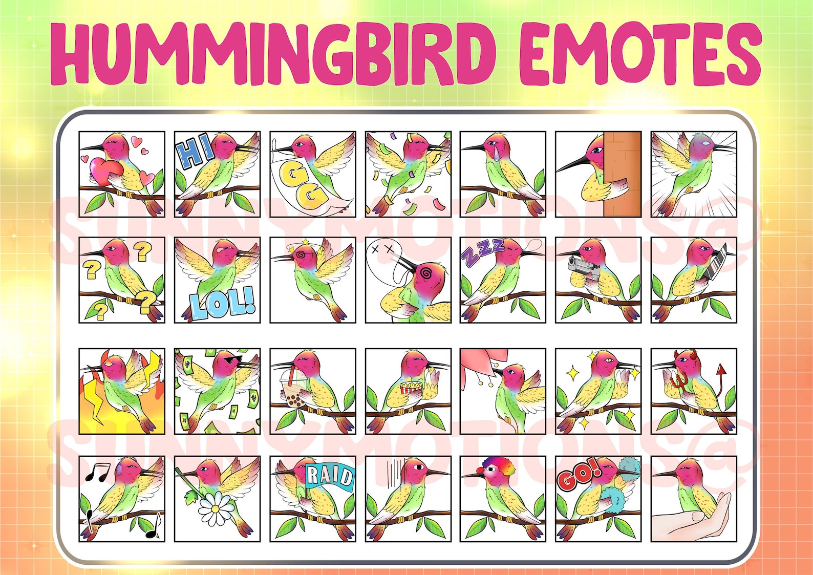 Kawaii Hummingbird Twitch Discord Emotes / Tropic Bird Emoji | Etsy