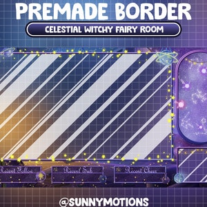 Animated Twitch Stream Package Overlay: Purple Sparkle Fairies Flying in Celestial Room ...