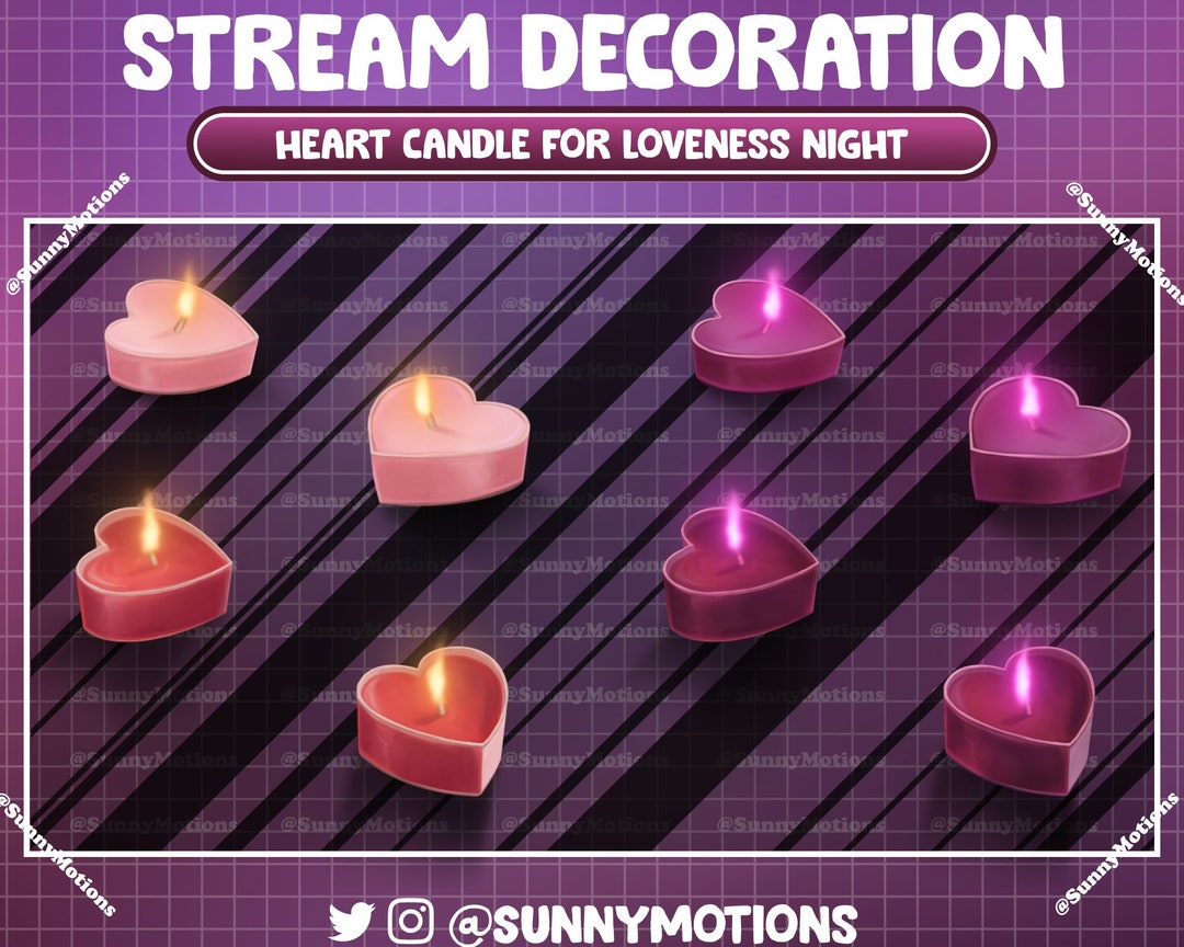 16 Animated Stream Decoration: Aesthetic Red Pink Heart Candle Mold ...