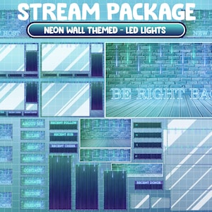 Animated Neon Full Stream Package, Blue Turquoise Green Neon Room ...