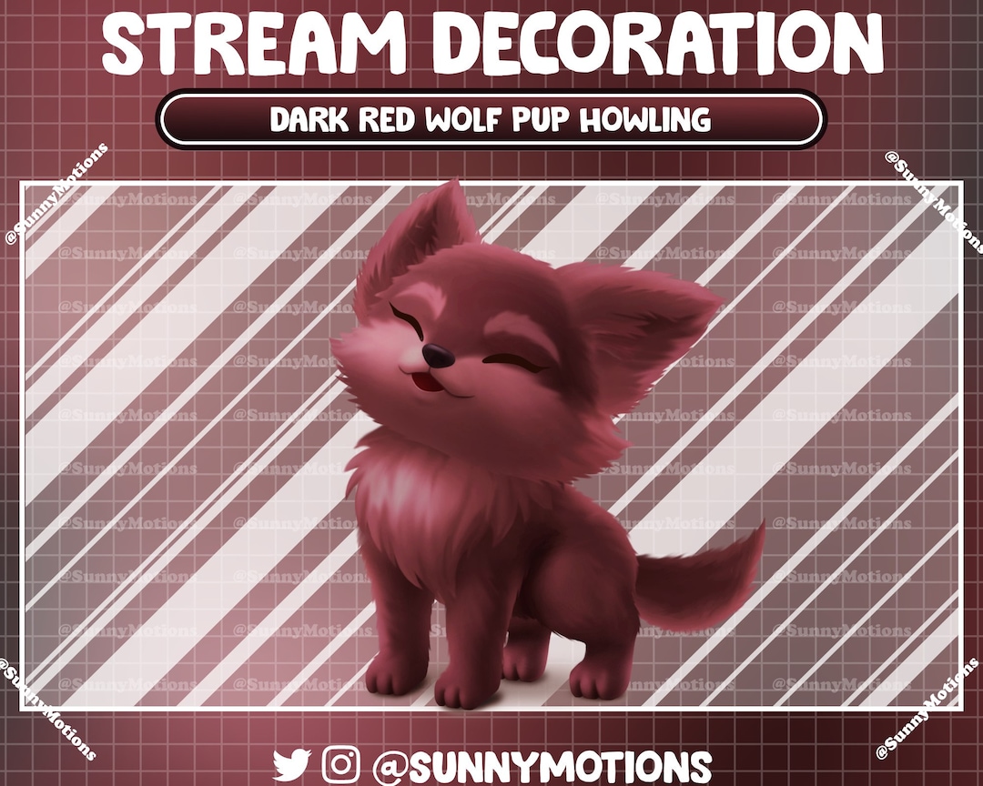 Animated Stream Decoration: Aesthetic Dark Red Wolf Pup Howling, Blood Baby Wolf Cub Twitch ...