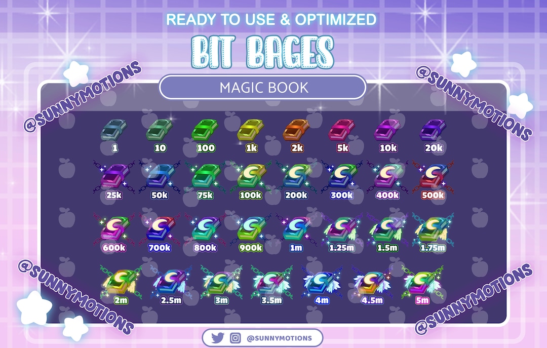 31 Colorful Neon Magical Shackles Book Number Twitch Bit Badges ...