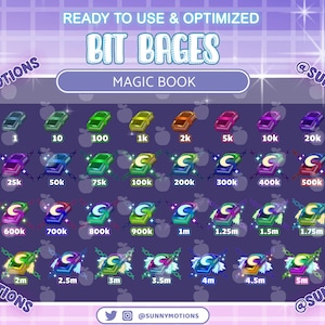 31 Colorful Neon Magical Shackles Book Number Twitch Bit Badges ...