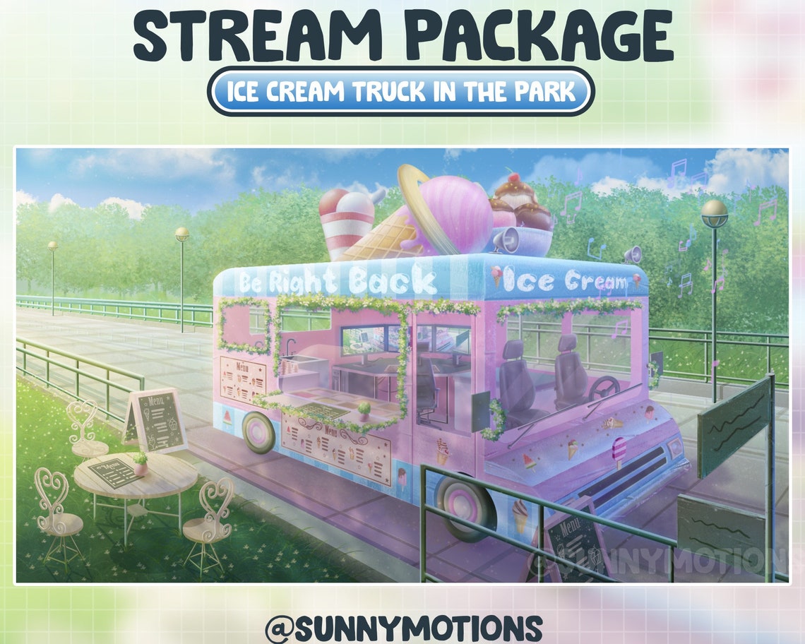 Animated Twitch Stream Package Overlay / Pink Blue Ice Cream - Etsy