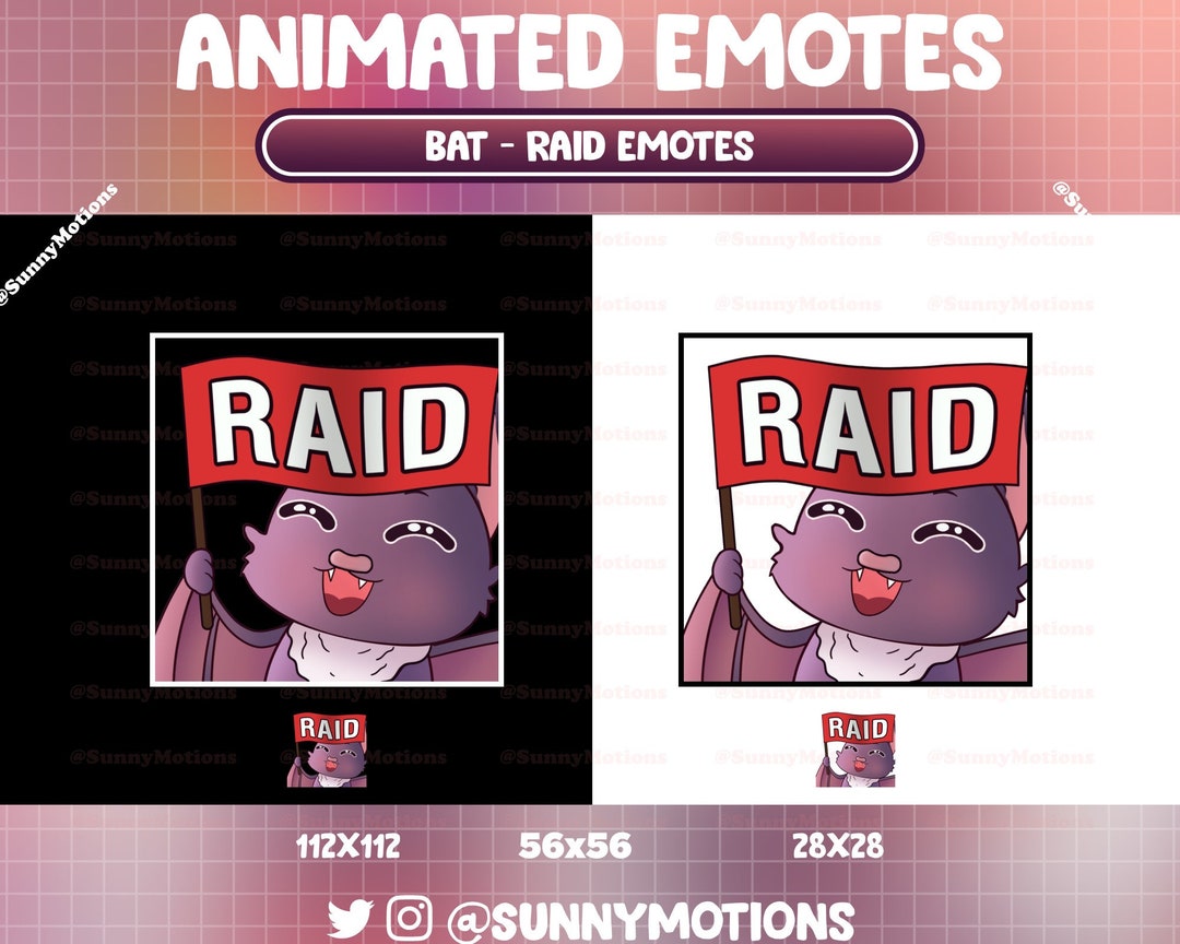 Animated RAID Bat Twitch, Discord Emotes, Kawaii Pastel Bat Fire ...