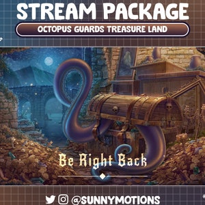 ANIMATED Stream Package: Purple Blue Octopus Guards Treasure Chest ...