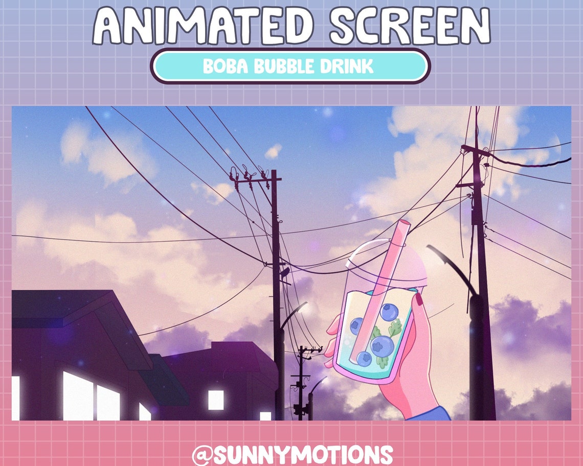 Animated Boba Bubble Drink Twitch Screen Overlay / Chill Scene - Etsy