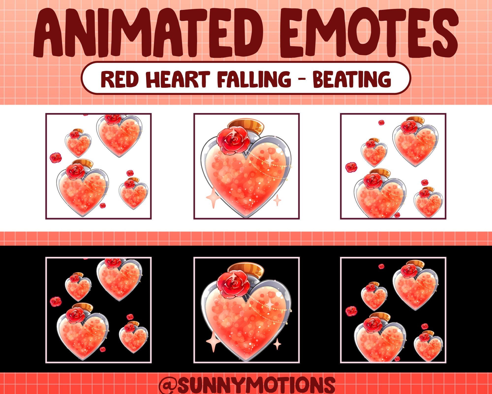 Animated Twitch Emotes / Pastel Red Flying Hearts / Falling - Etsy