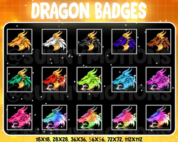 15 Dragon Twitch Loyalty Sub Bit Badges / Kawai Animal Emoji / - Etsy UK