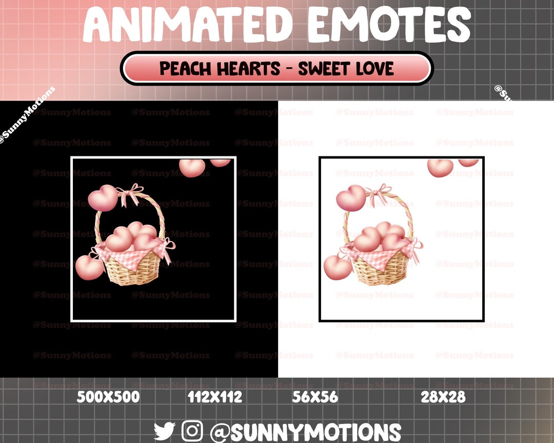 Animated Pink Hearts Basket Twitch Emotes, Kawaii Valentine's Day ...