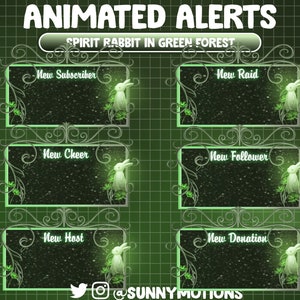 Animated Stream Package Twitch Overlay: Spirit Green Bunny in Magical ...