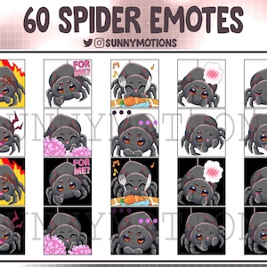 60 Cute Spider Twitch Emotes Bundle, Discord, Streamer, Kawai Halloween ...