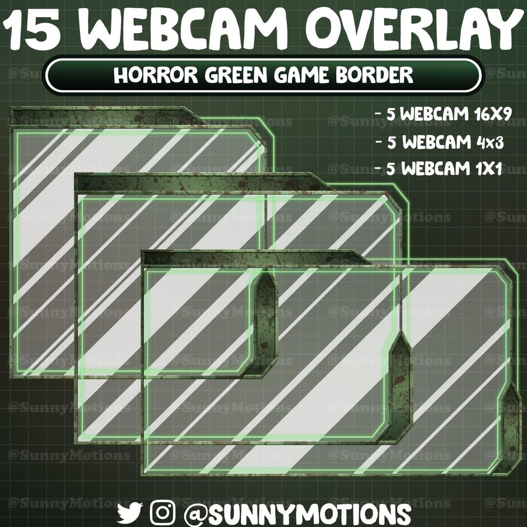 15 Animated Horror Neon Green Board, Blood Splash Webcam Overlay ...